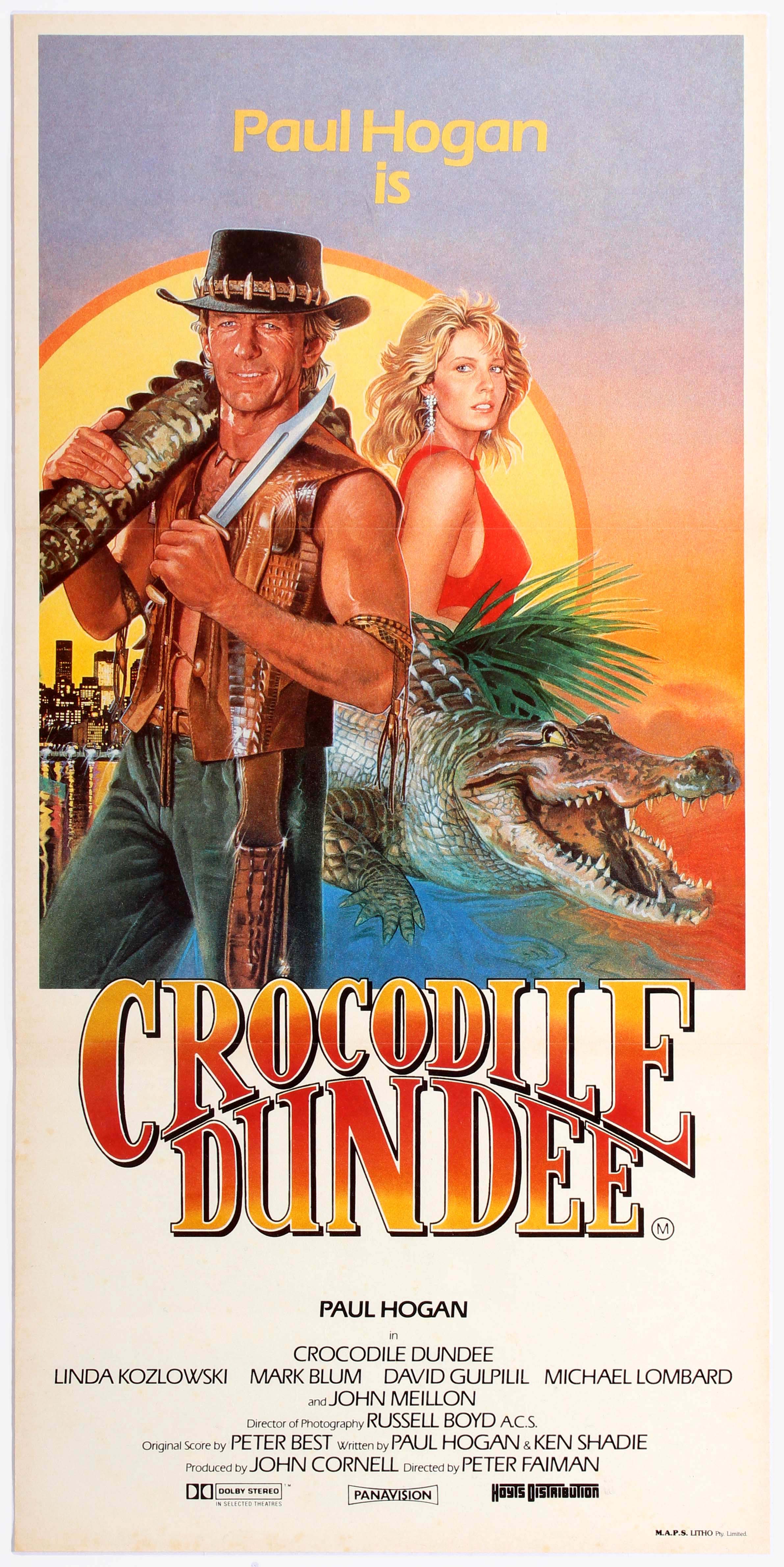 Original vintage movie poster for Australian comedy Crocodile Dundee ...