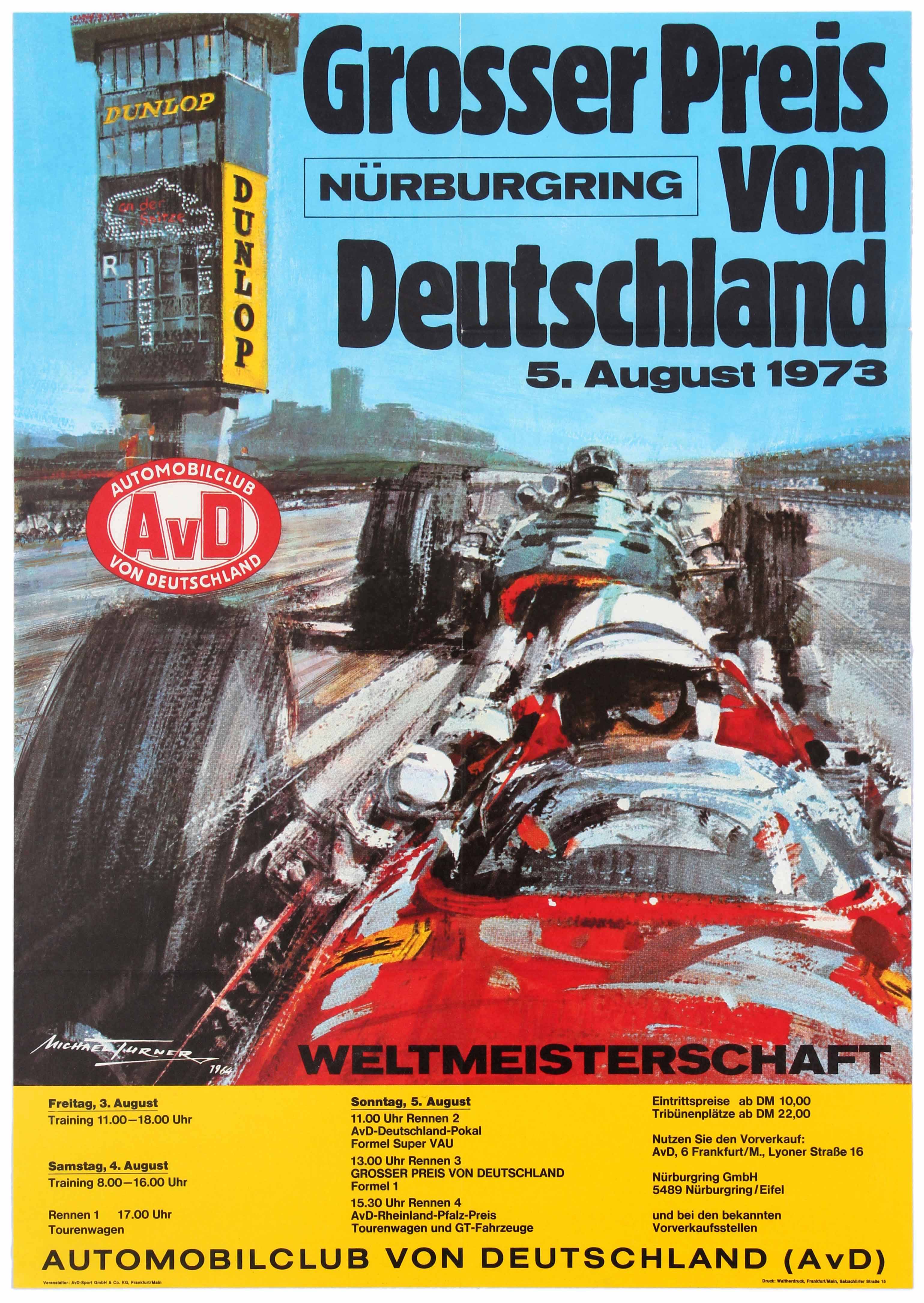 Sport Original Vintage Poster – German Grand Prix 1973 Nurburgring ...