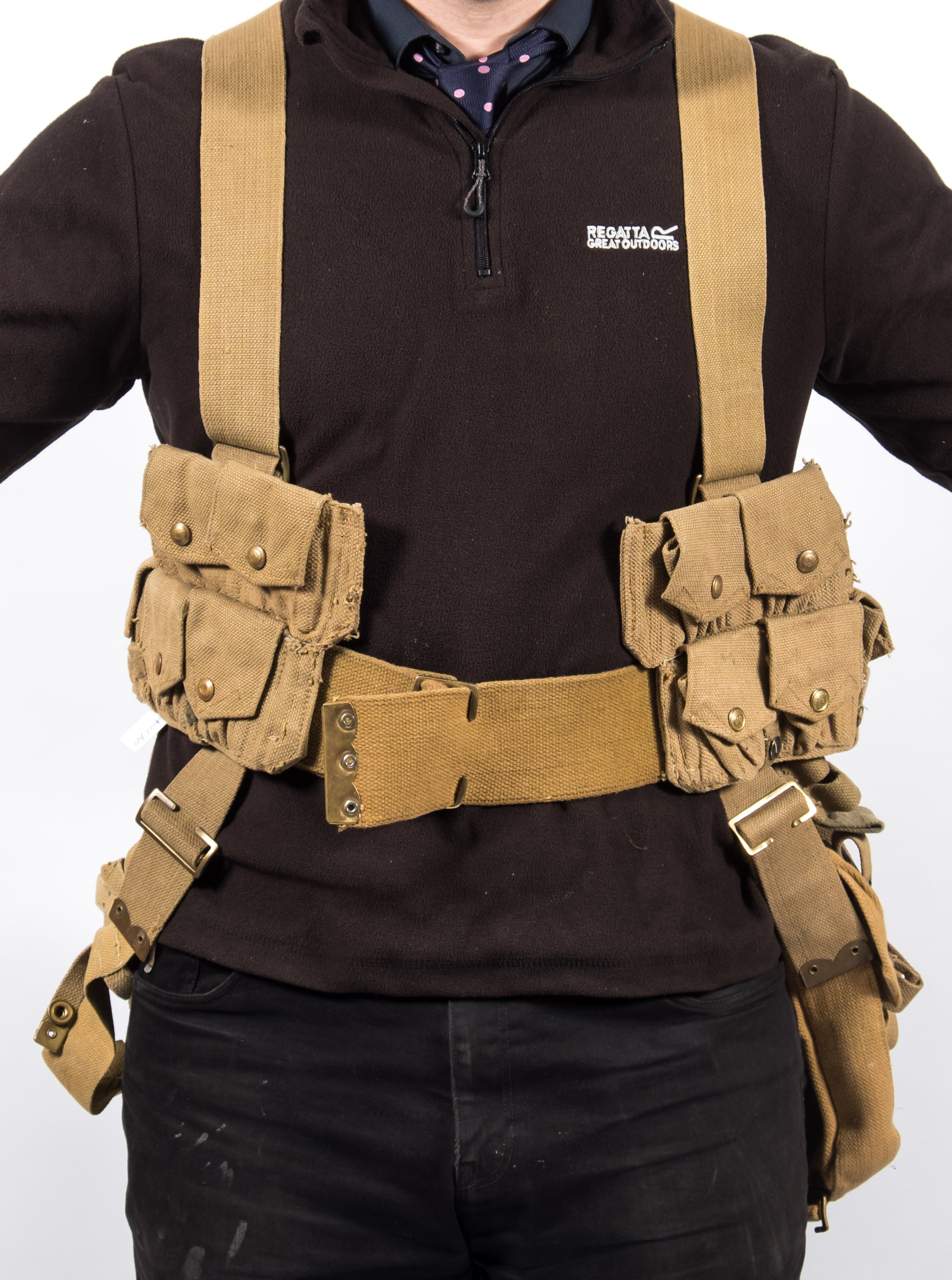 A re-enactment set of WWI 1914 pattern leather webbing:, with period ...