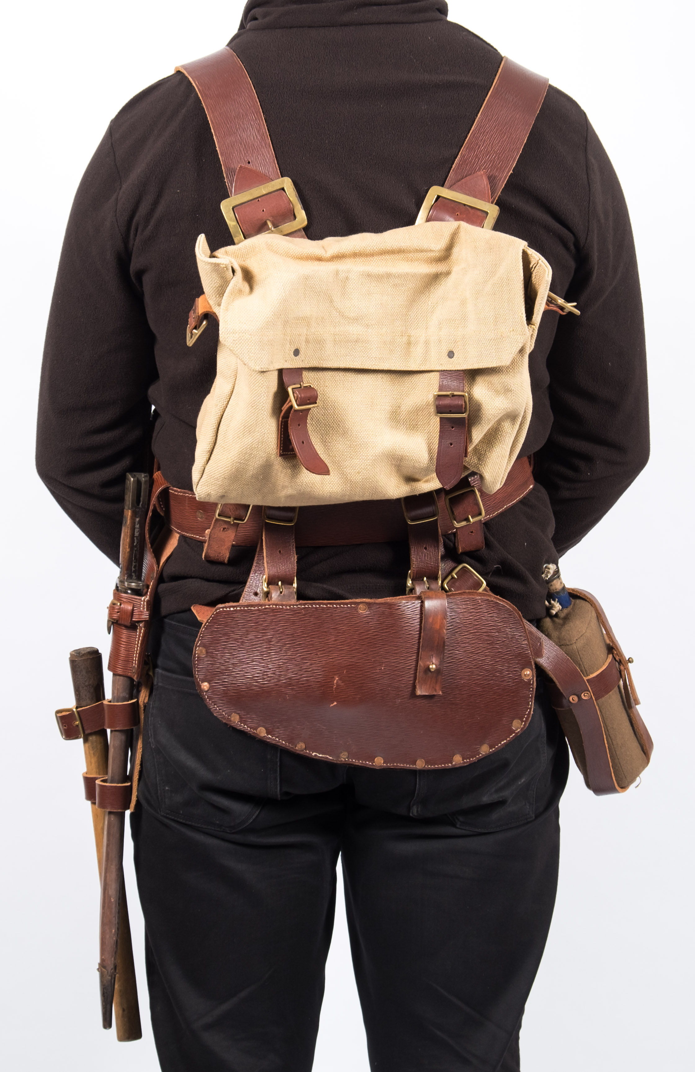 A re-enactment set of WWI 1914 pattern leather webbing:, with period ...