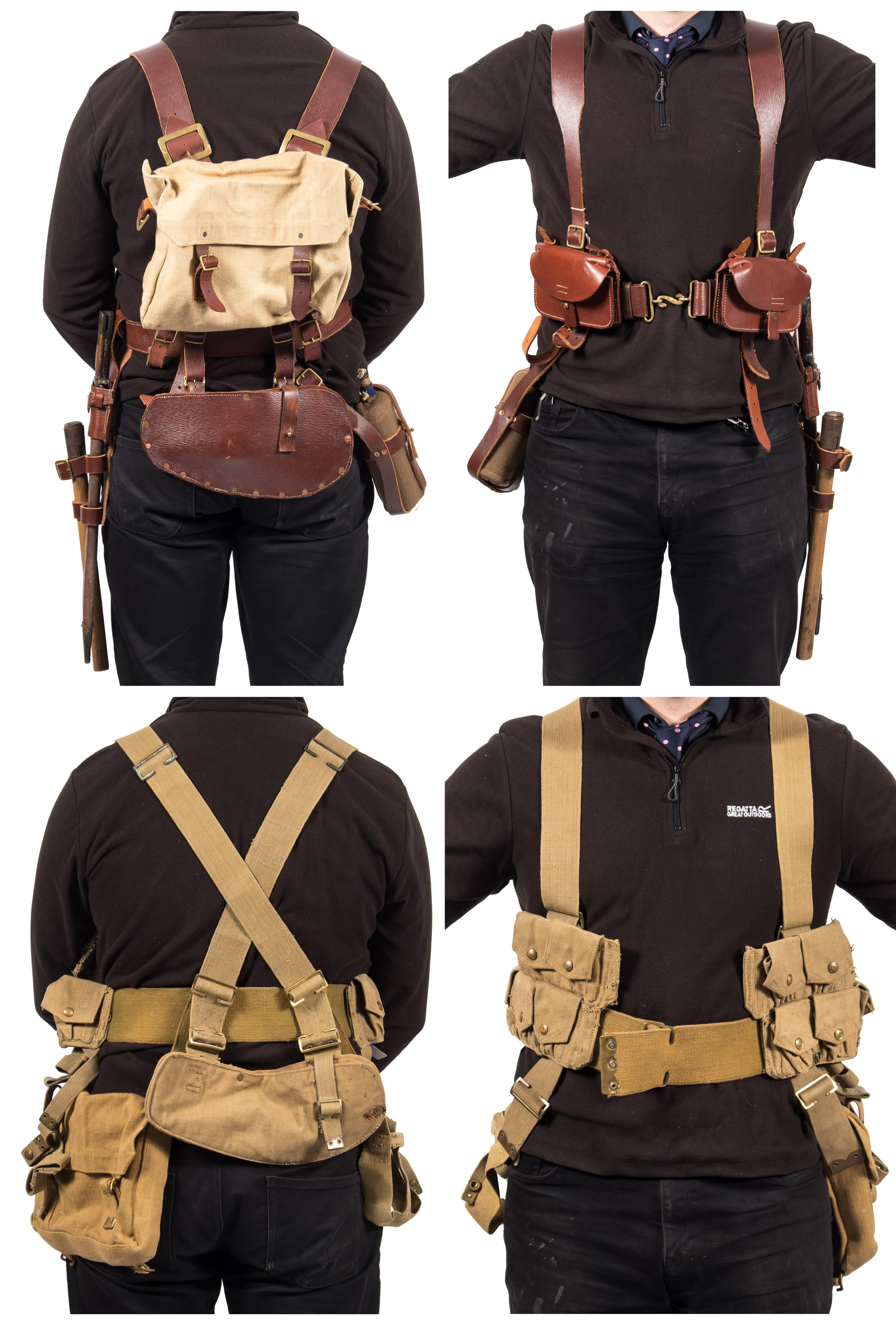 A re-enactment set of WWI 1914 pattern leather webbing:, with period ...