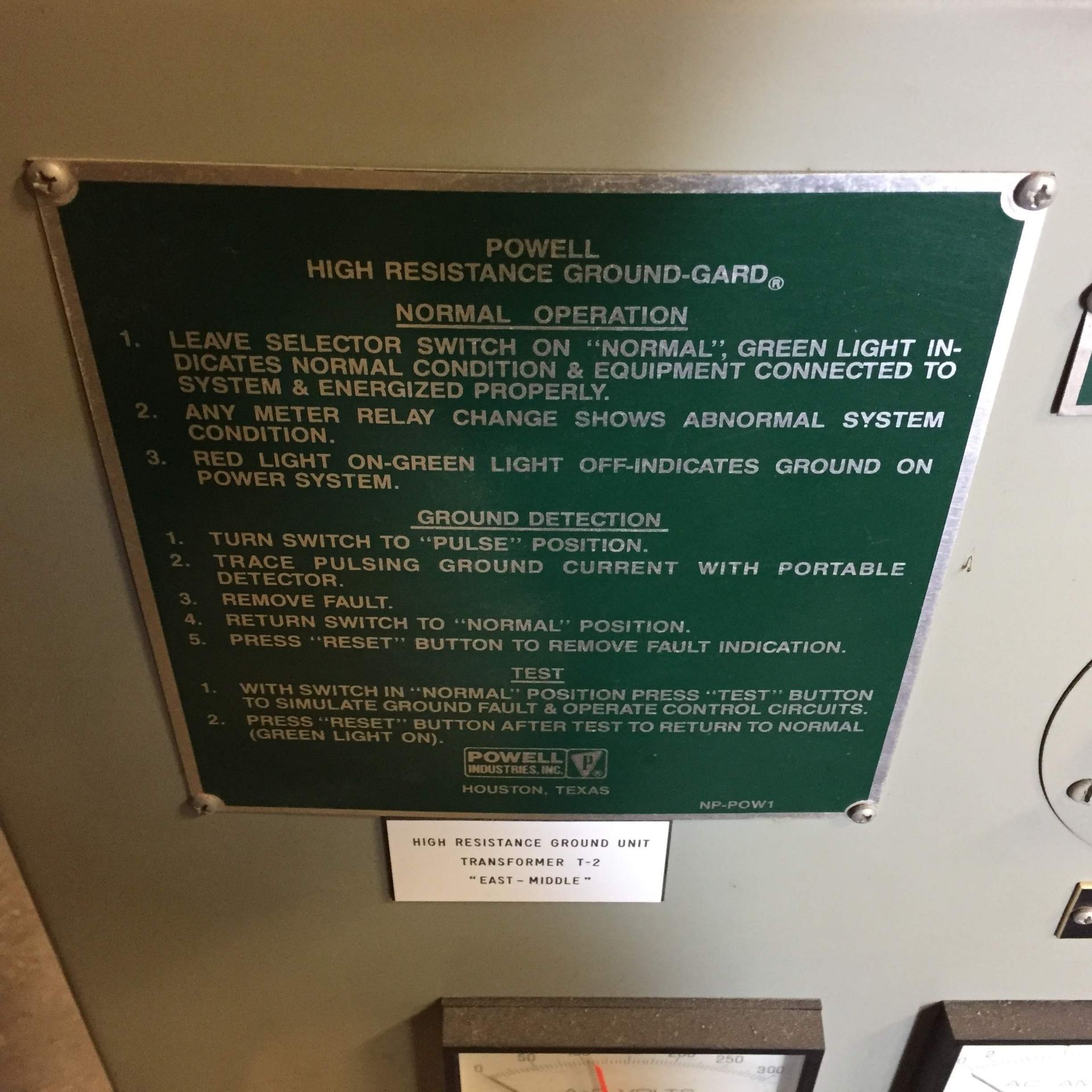 (1) *USED* Powell Electrical 3906-01 Mfg High Resistance Ground Guard ...