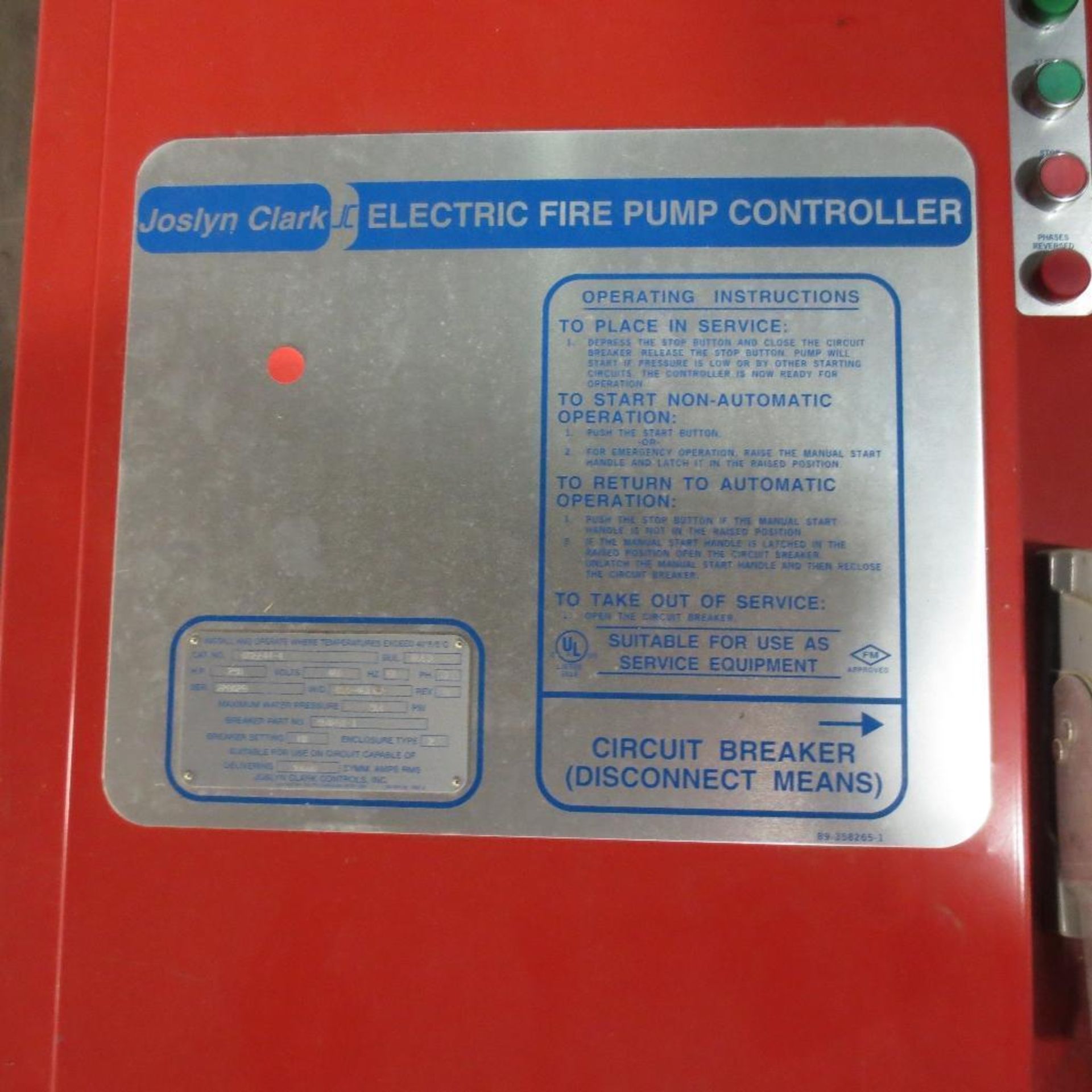 Joslyn Clark Fire Pump Controller