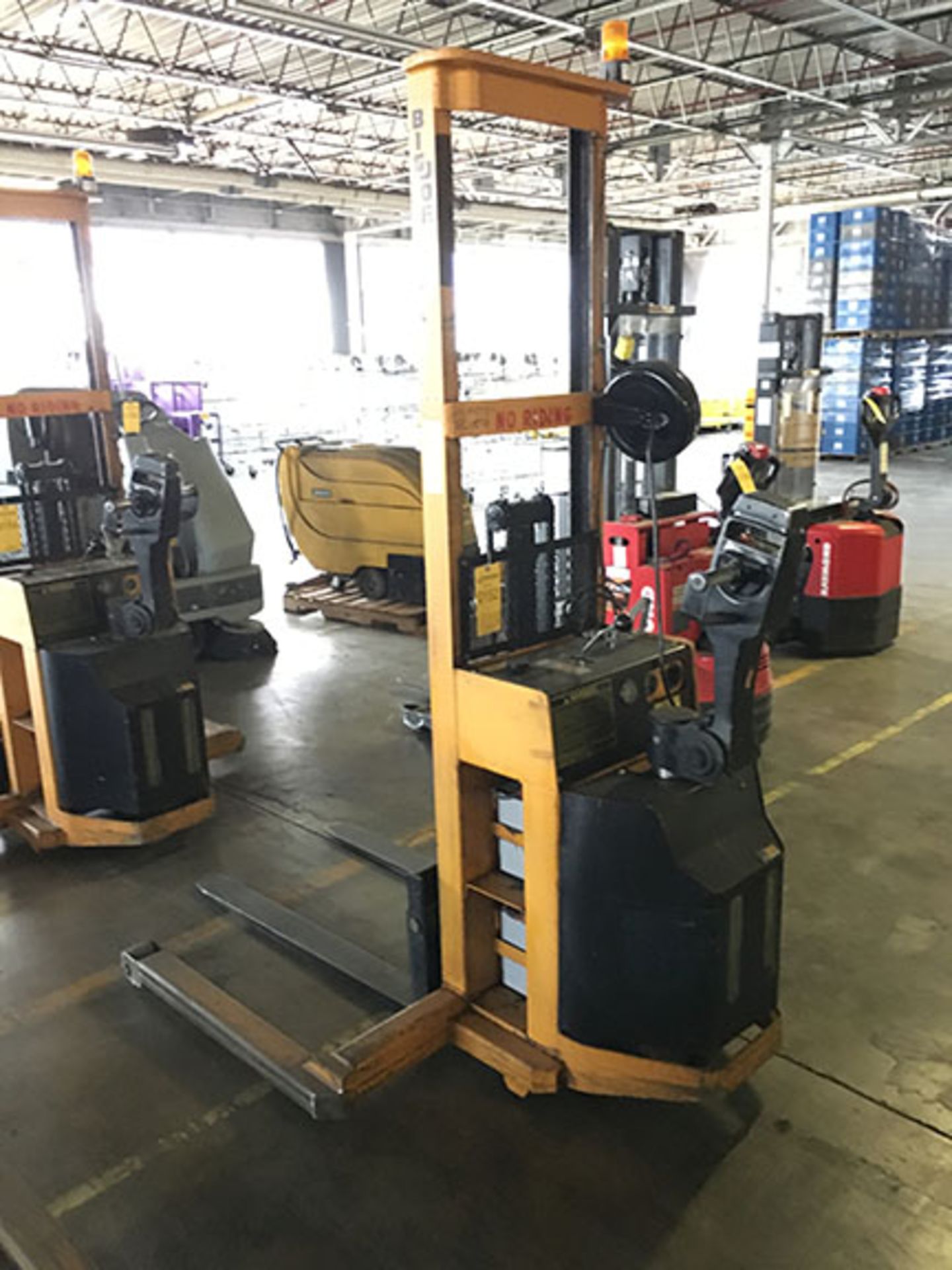 BIG JOE BATTERY STRADDLE STACKER; MODEL PDI-24-46, S/N 346992 TRUCK ...
