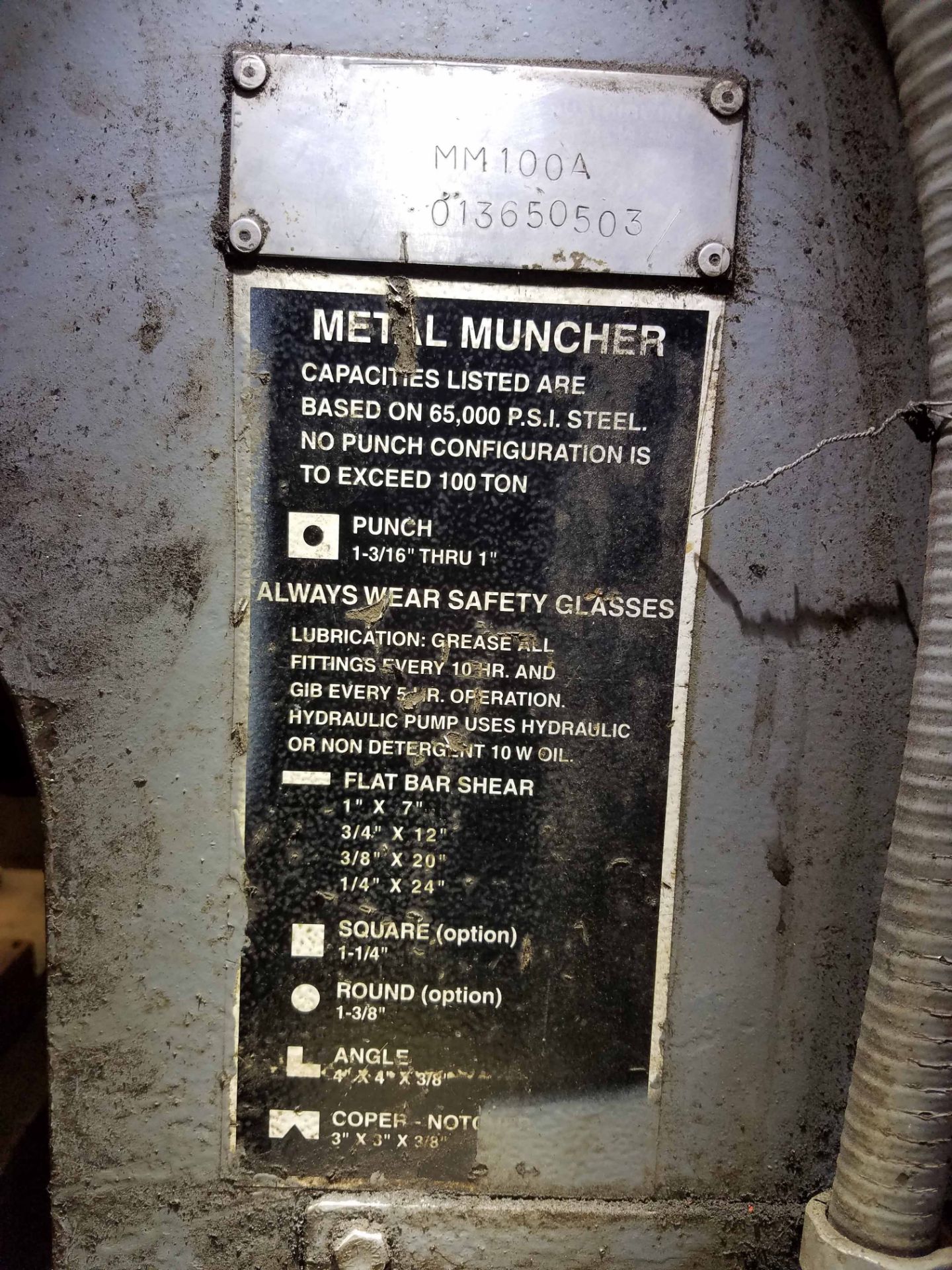 IRONWORKER, CLAUSING METAL MUNCHER (KALAMAZOO) MDL. MM100A, punch 1-3/ ...