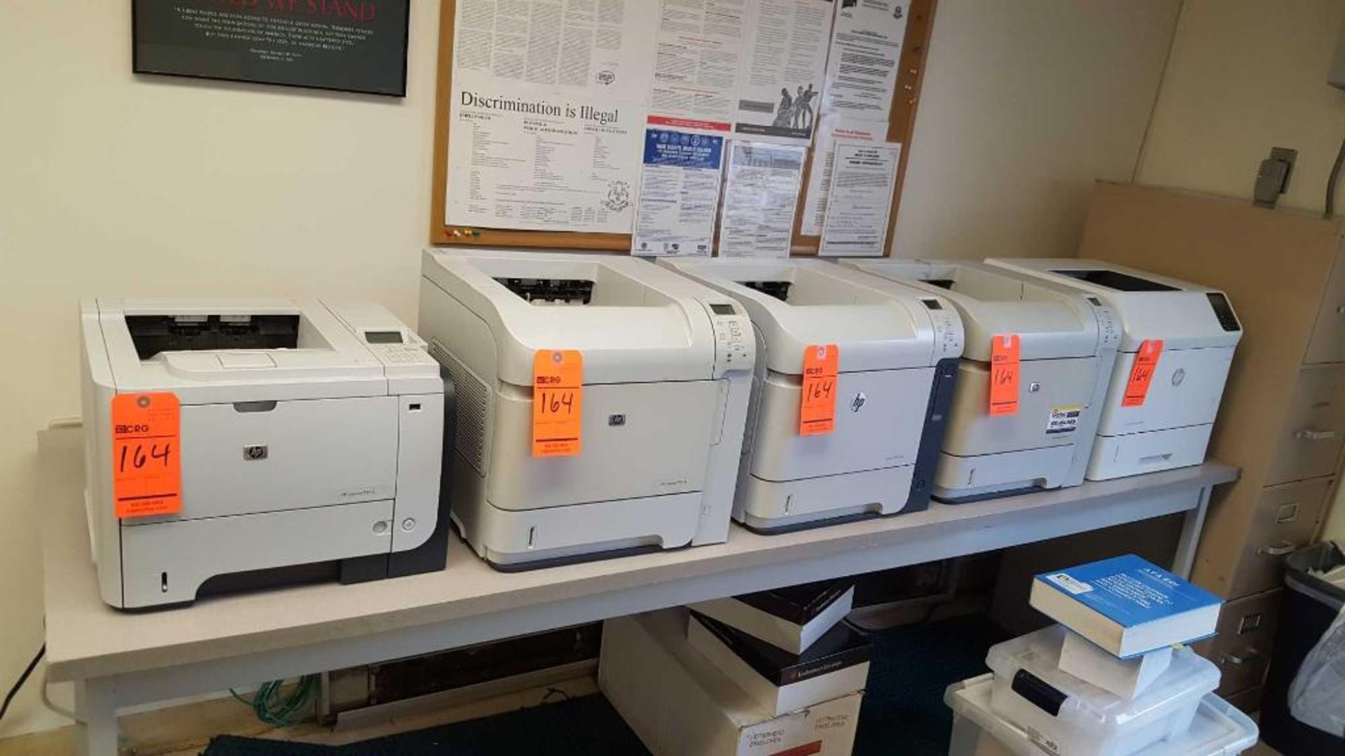 Lot of (5) assorted printers including (1) HP LaserJet Enterprise M 604 ...