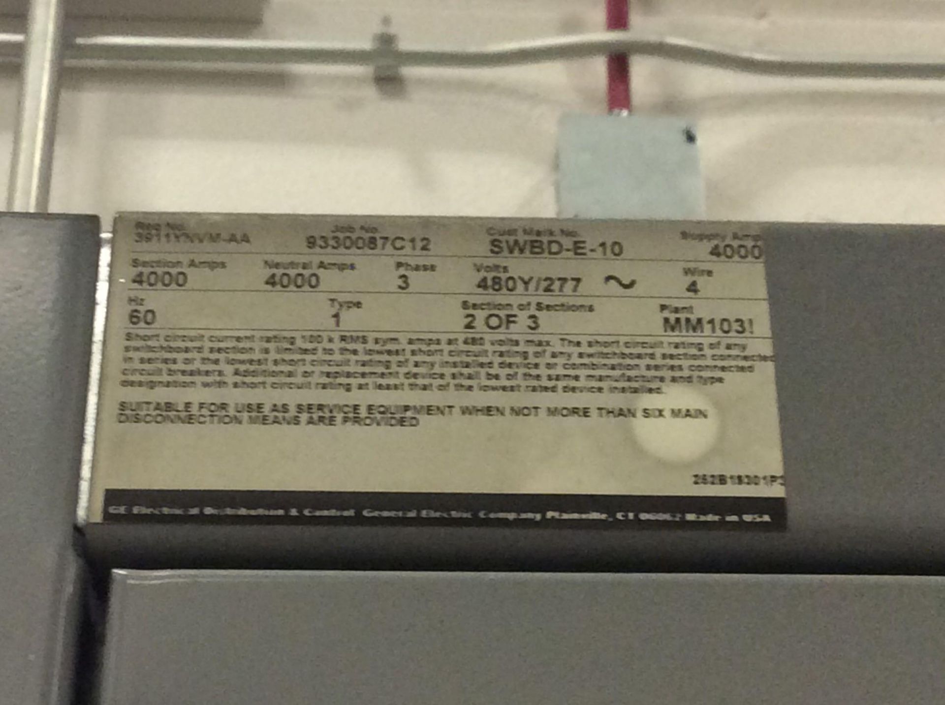 GE Spectra Series switchboard, 3 panel with (1) draw out and (4 ...