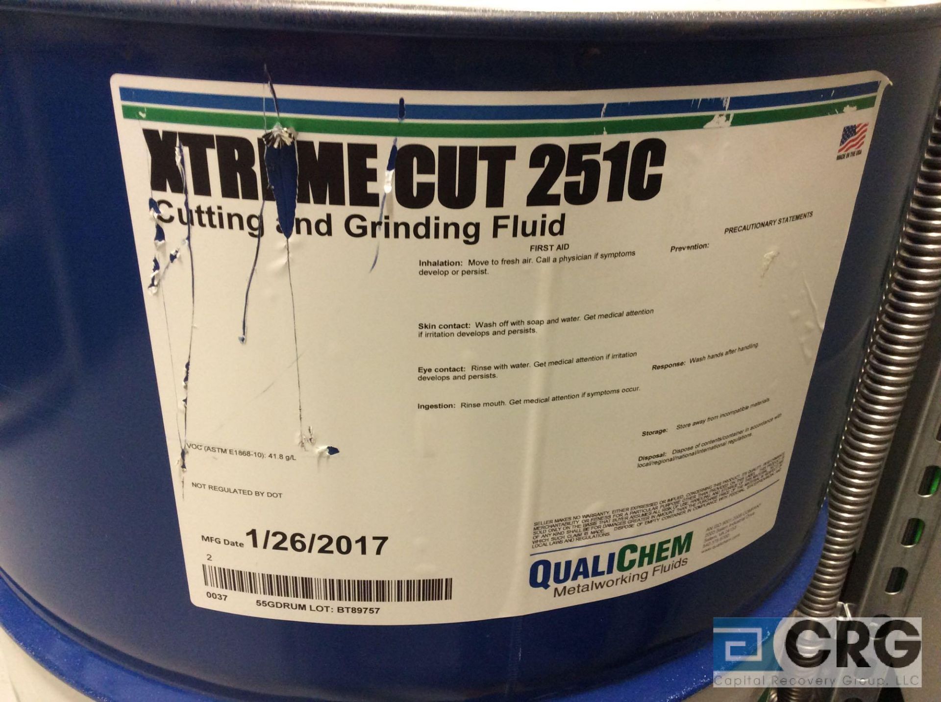 Lot of (2) 55 gal drums of Qualichem Xtreme cut 251C cutting fluid and ...