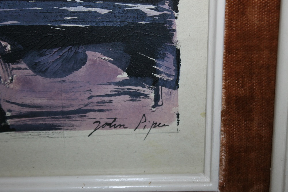JOHN PIPER (1903-1992). Coastal landscape with lighthouse, signed lower ...