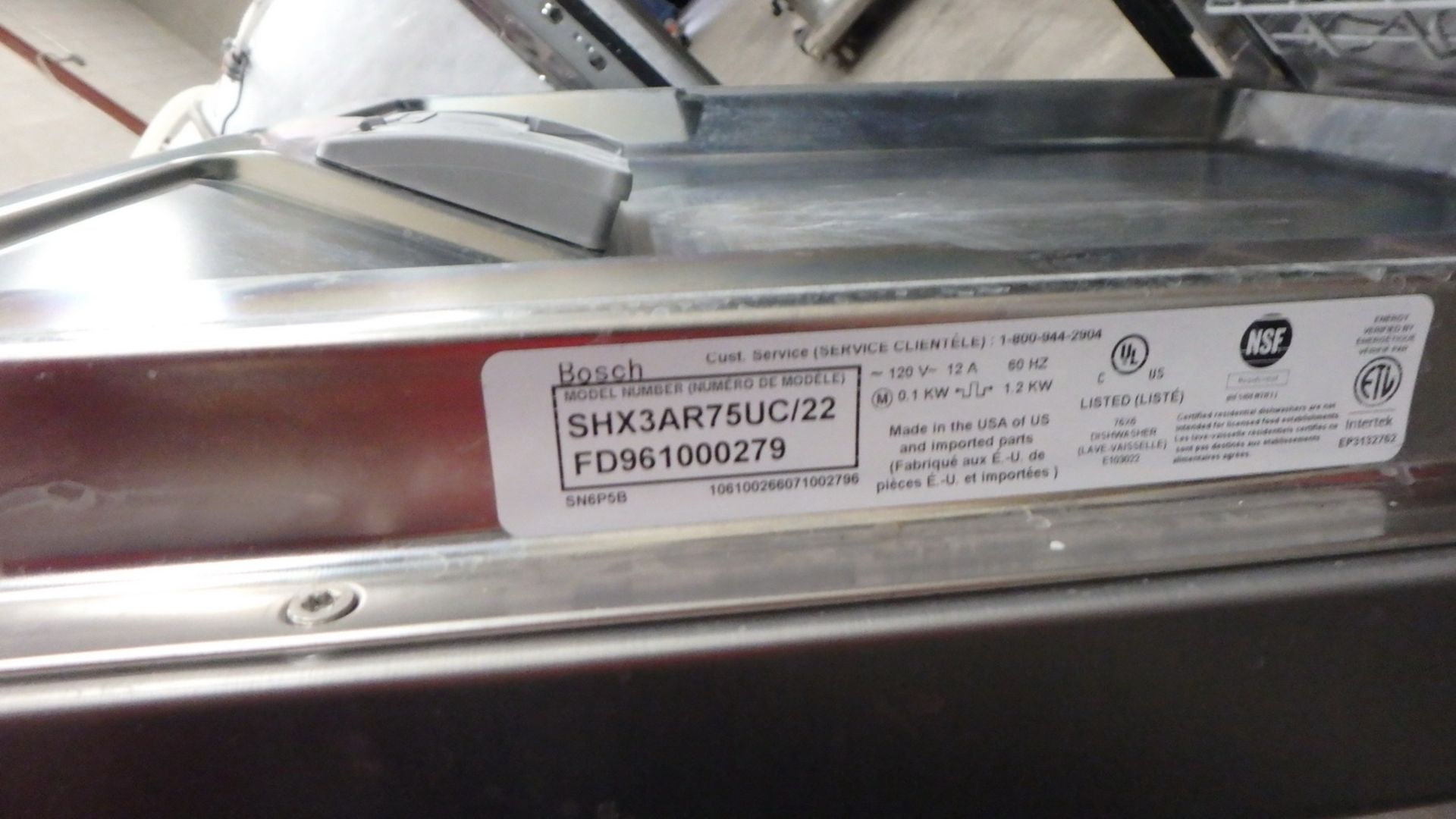 BOSCH SHX3AR75UC/22 STAINLESS STEEL UNDER COUNTER DISHWASHER, S/N ...