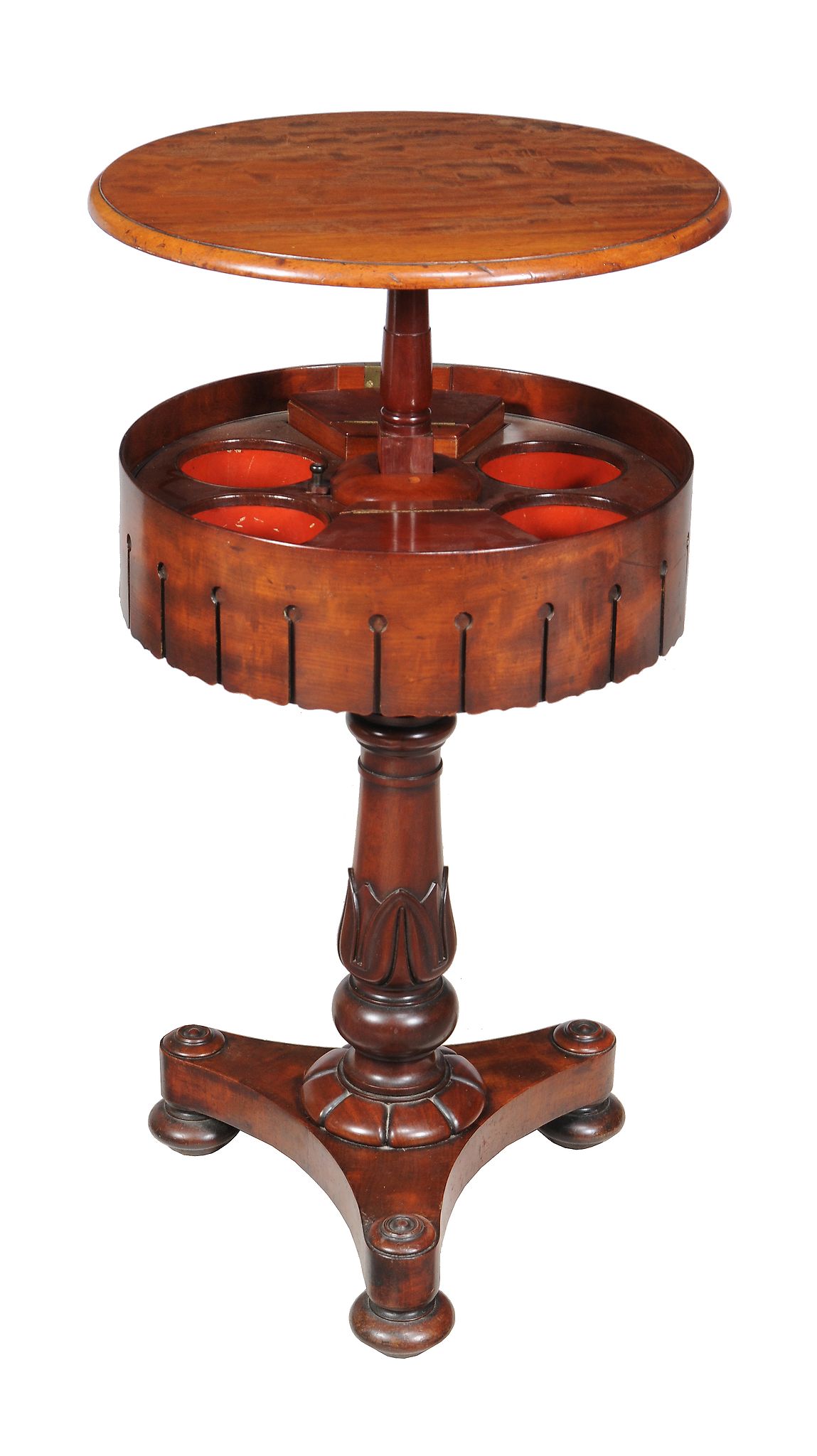An early Victorian mahogany teapoy , circa 1840, in the manner of ...