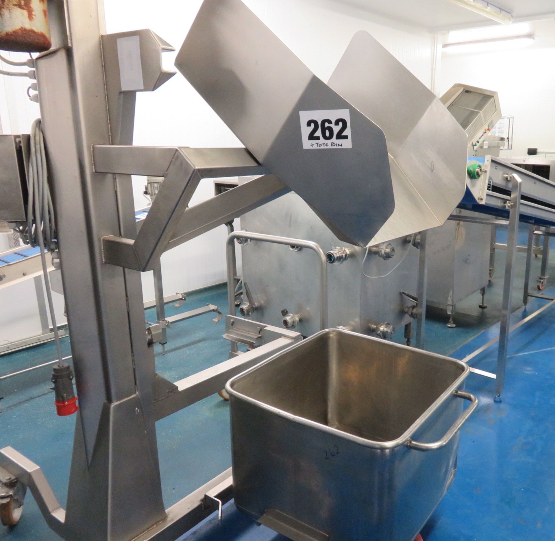 Syspal Tote Bin Hoist, mobile with S/s 200 litre Tote Bin. LO £50
