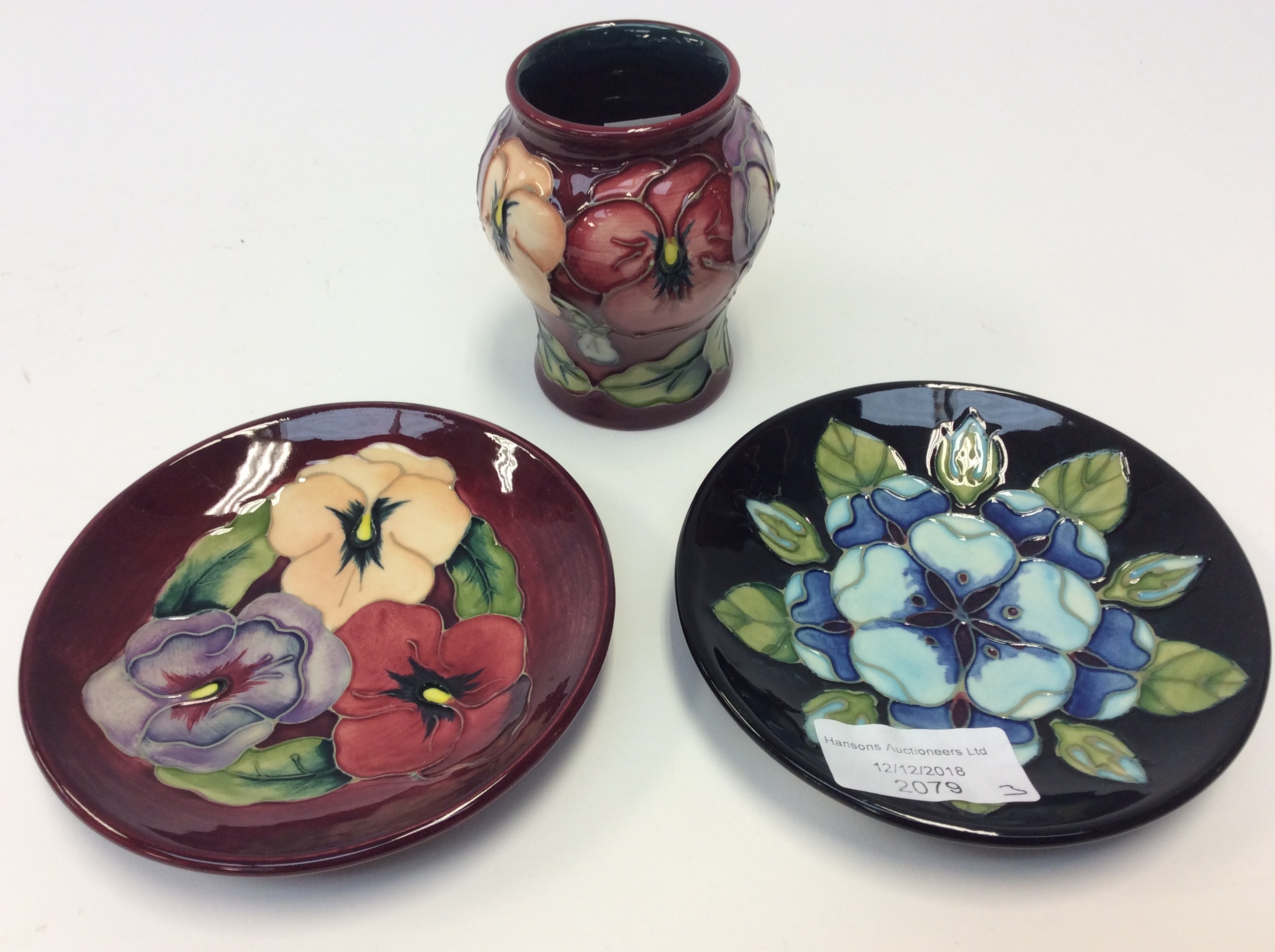 Two Moorcroft trinket dishes, one being signed J. Moorcroft 29/10/93 ...