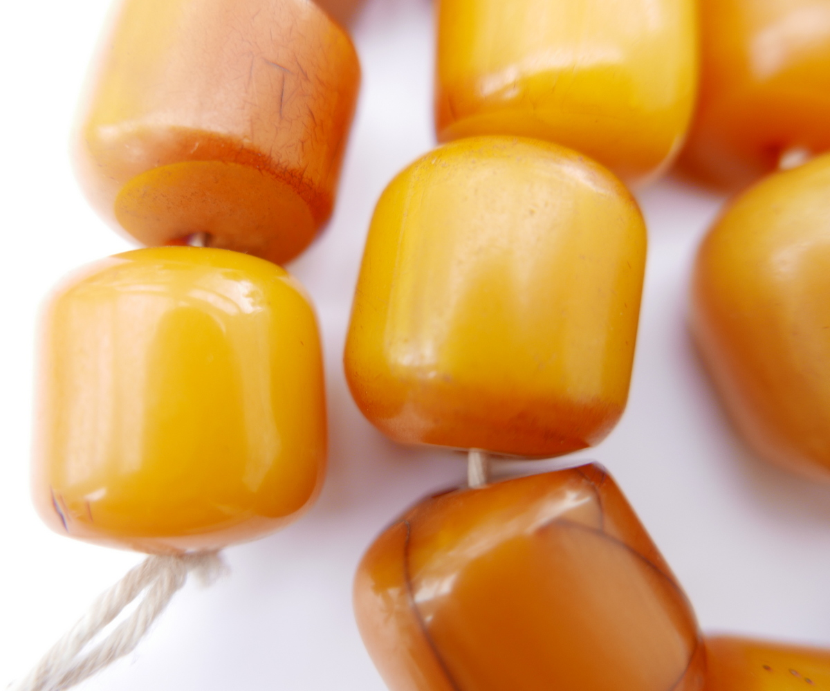Lot of Yellow Faturan? Prayer Beads 62cm long with beads (28 in total ...