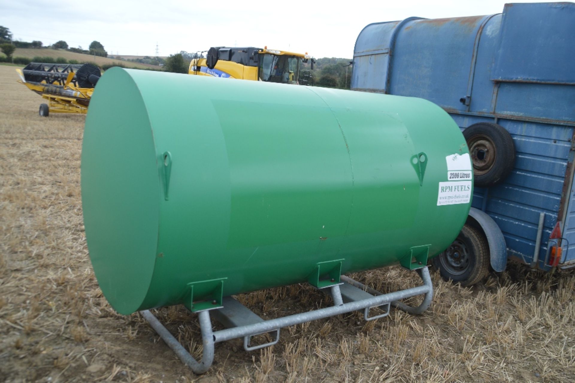 Fuel Proof 2500l skid mounted bunded diesel tank on skid. With manual pump.