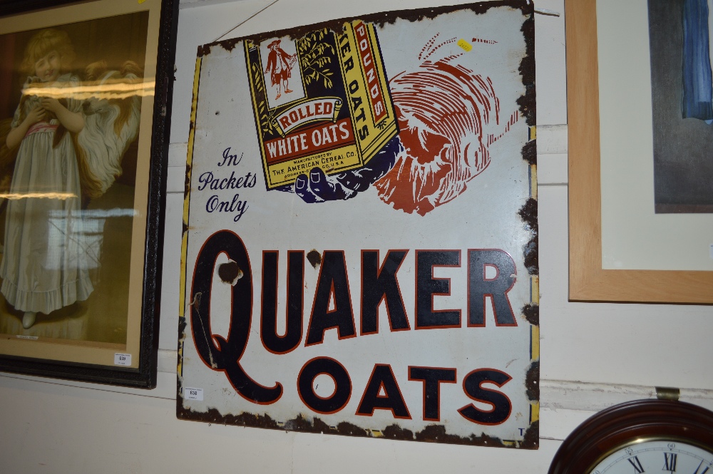 A Quaker Oats enamel sign (AF)