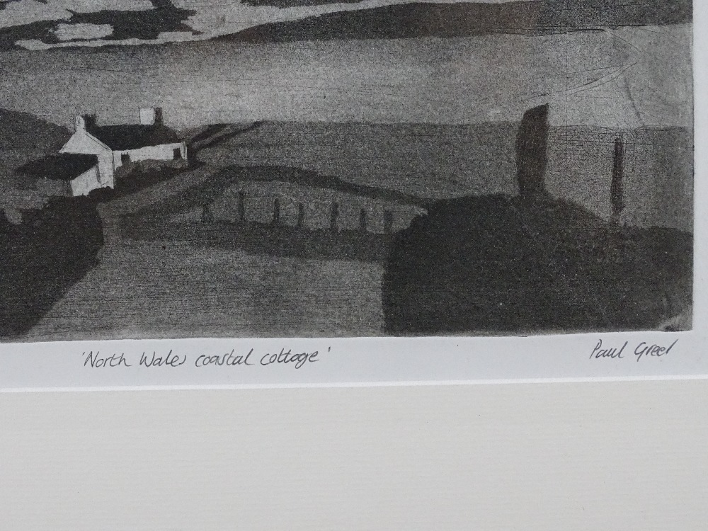 PAUL GREER artist's proof etching - landscape titled 'North Wales ...