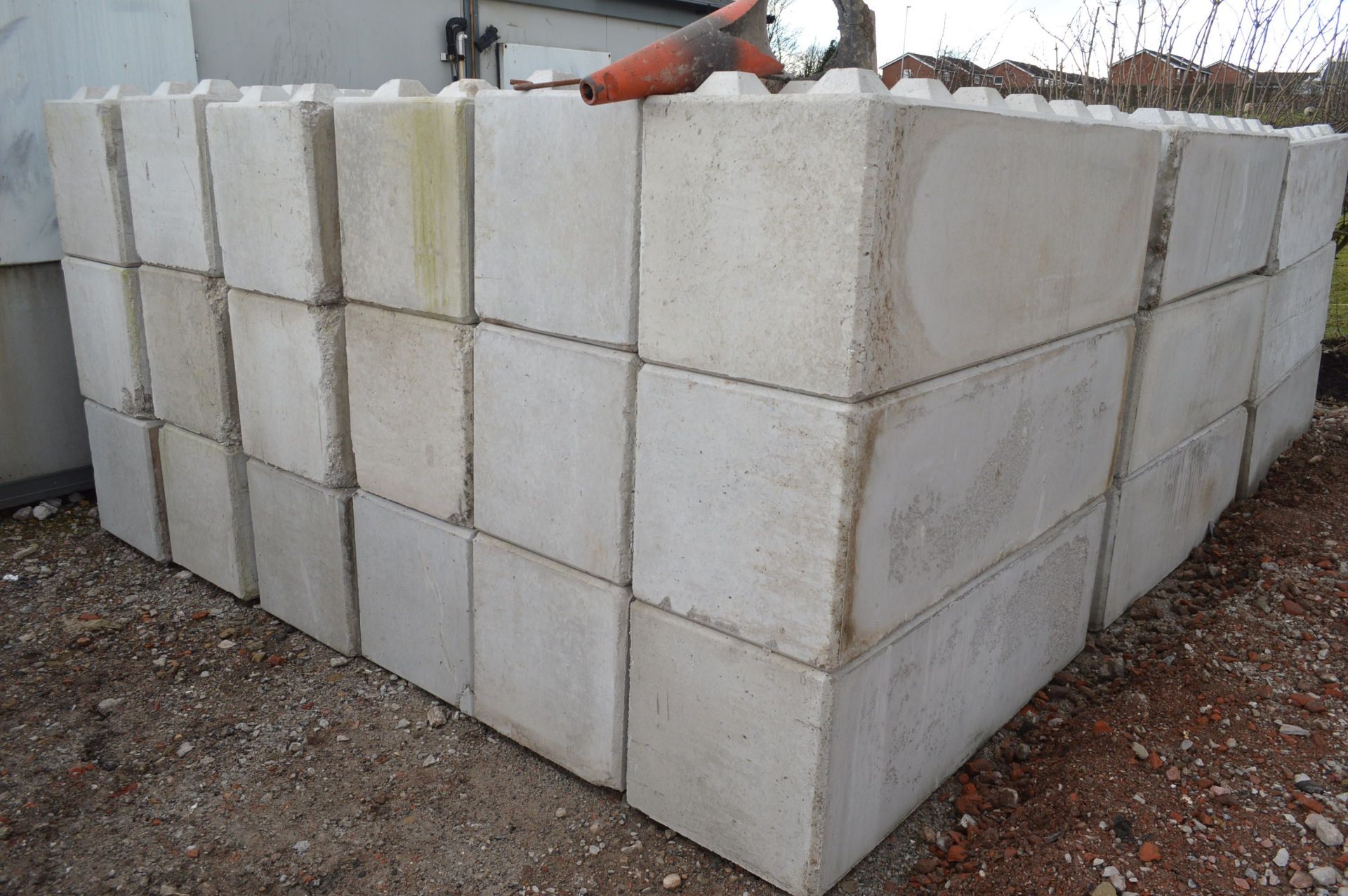 Ten Pre-cast Concrete Lego Blocks, each 1800mm x 600mm x 600mm