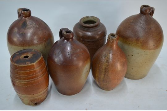 An 18th century brown-glazed stoneware flagon, impressed '2', 35 cm ...