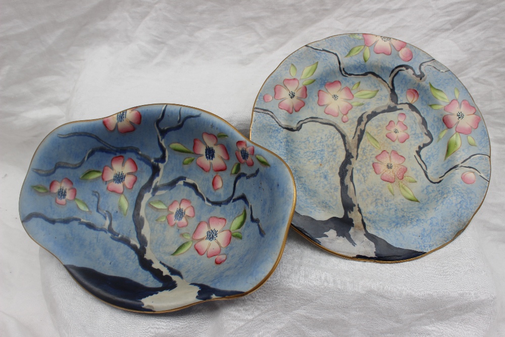 A Carlton Ware 'Apple Blossom' Revo bowl, pattern 3522. in a pale blue ...