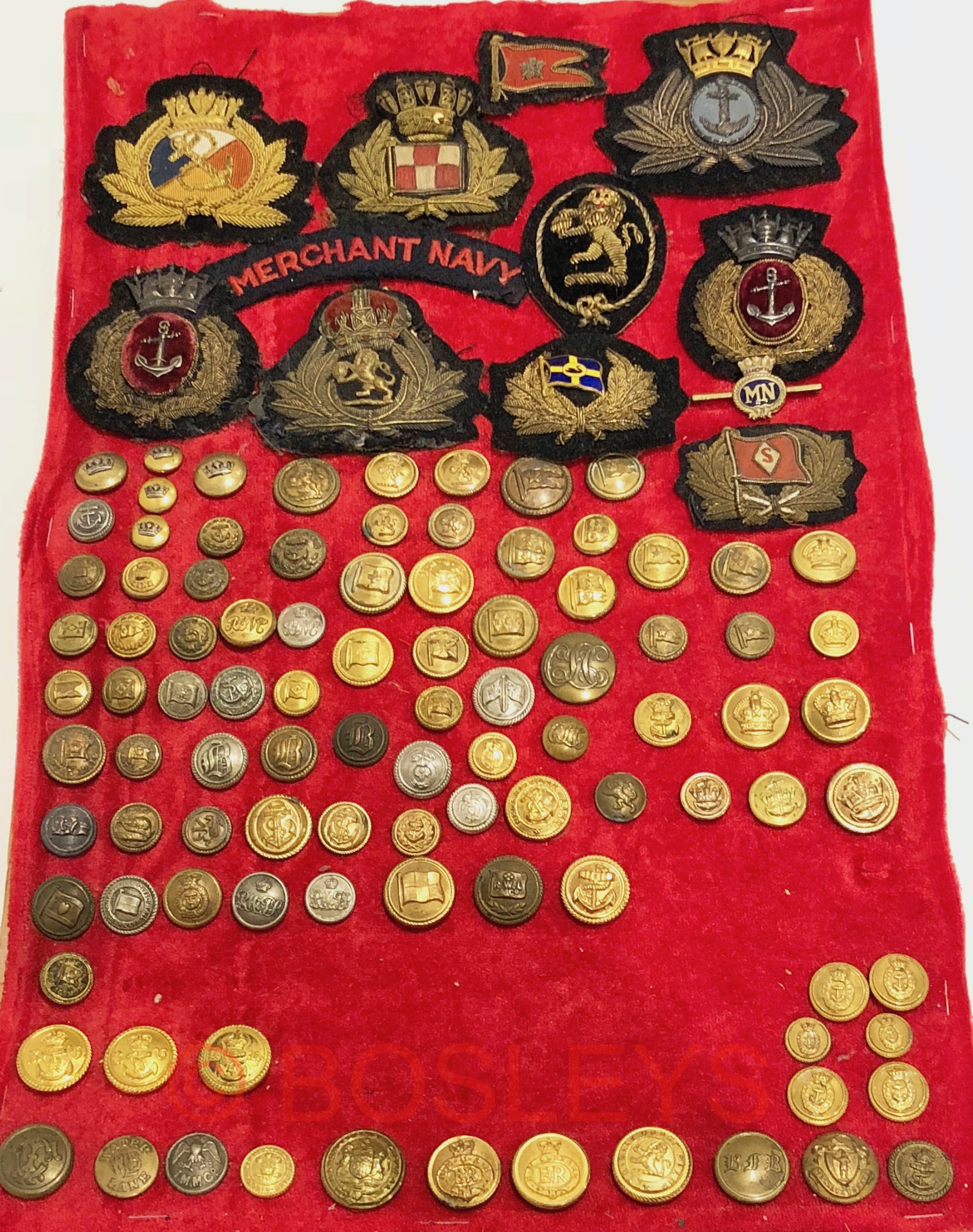 Selection of Merchant Navy Cap Badges and Buttons.An interesting ...