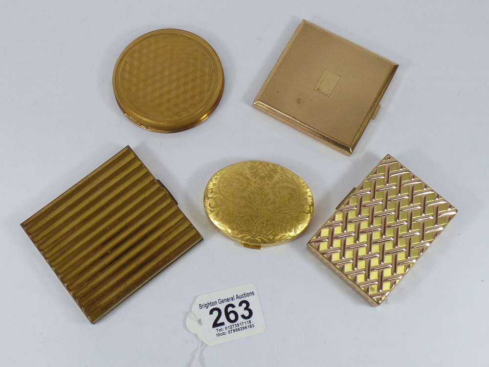 5 VINTAGE POWDER COMPACTS