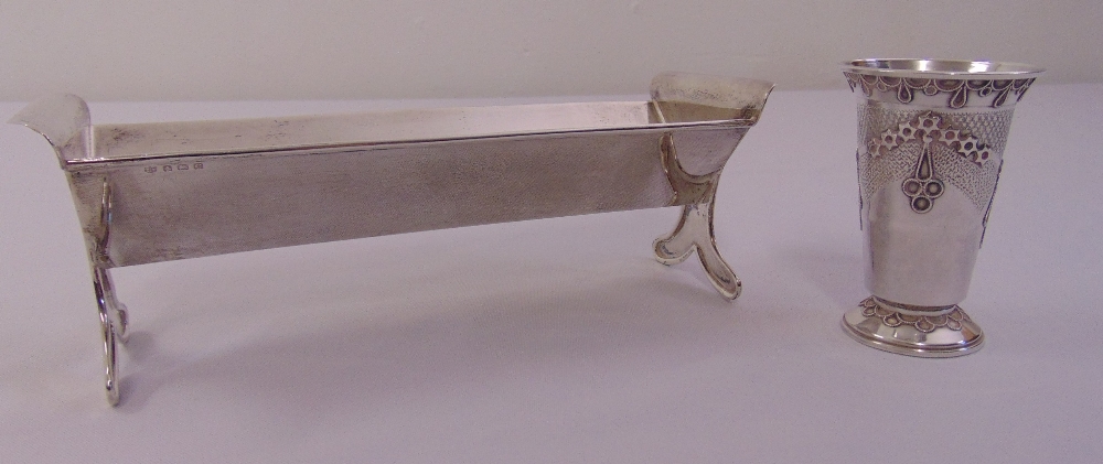 A hallmarked silver rectangular After Eight holder on scroll supports ...