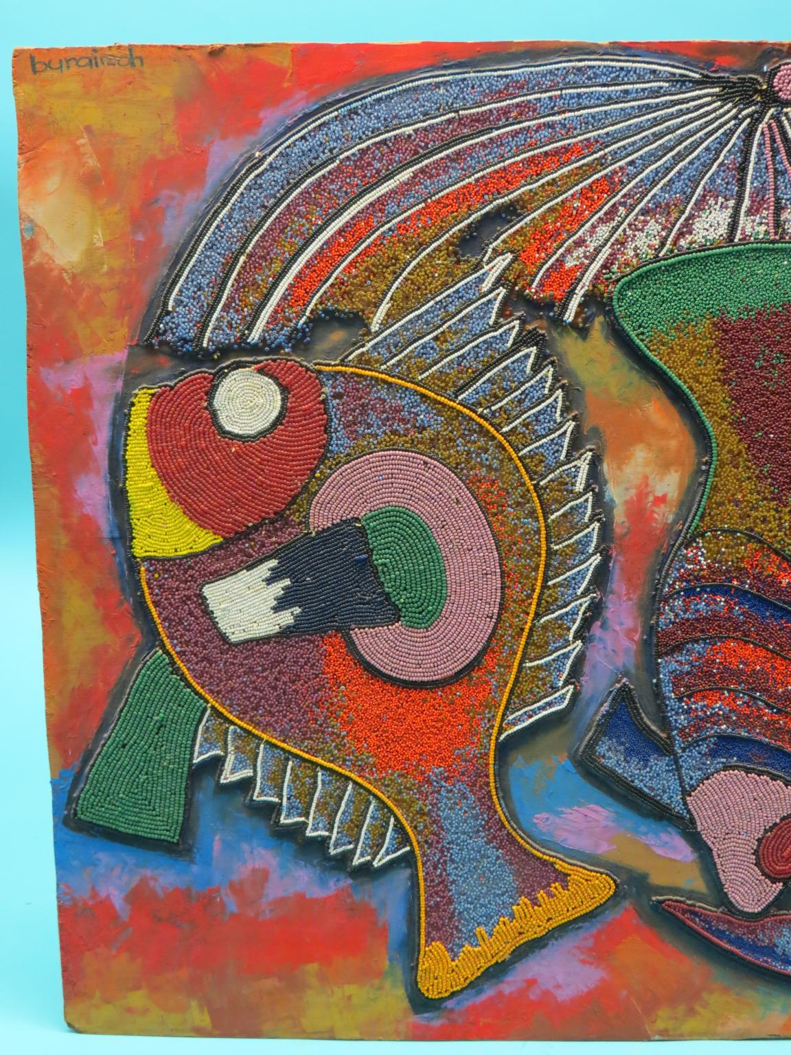 Chief Jimoh Buraimoh (Nigerian, born 1943) - oil and beads on board ...