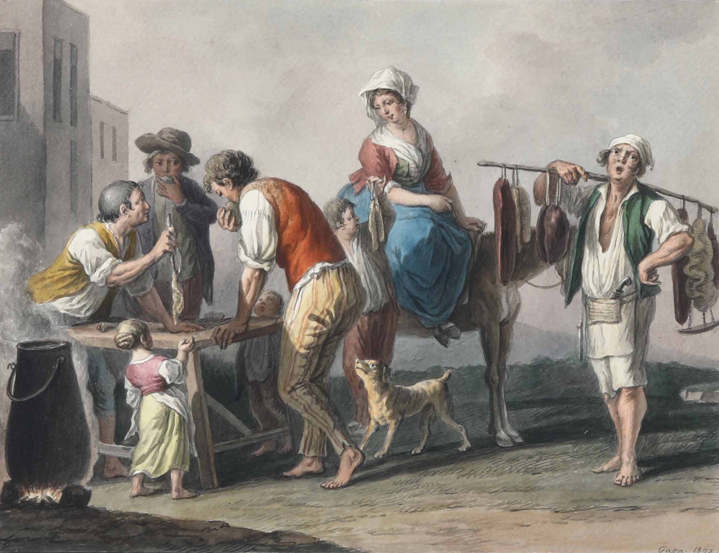 Saverio della Gatta (1758 - 1828) Venditore di merce e trippa cotta ...