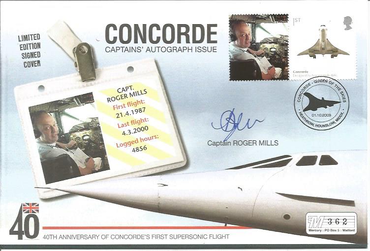 Capt. Roger Mills signed 2009 Concorde Queen of the Skies Mercury 40th ...