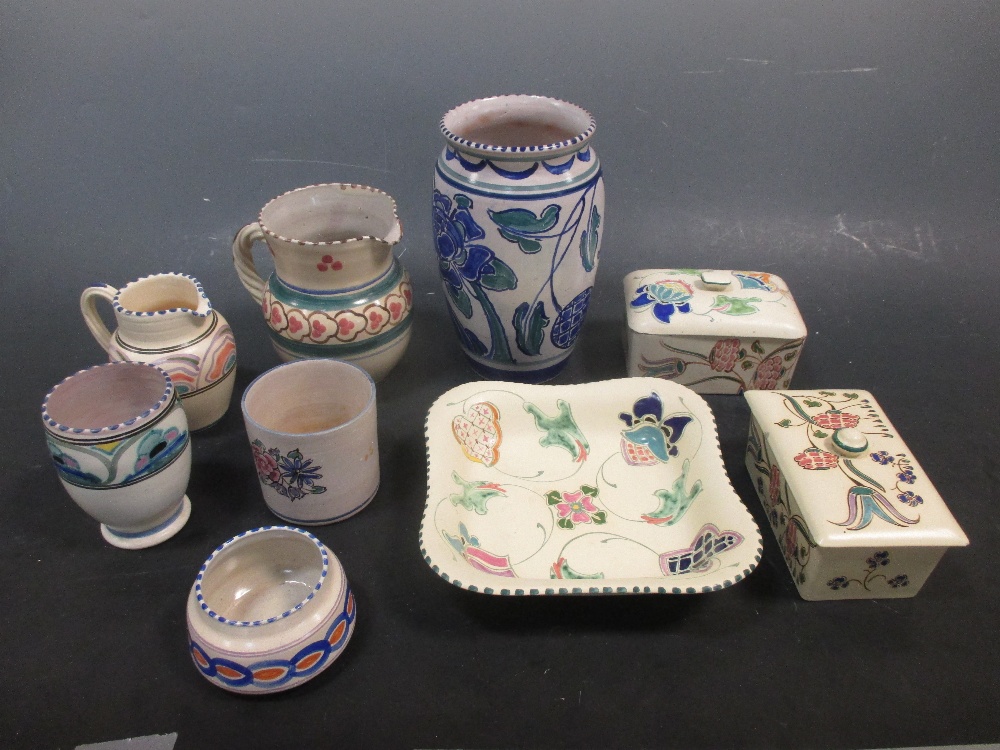 A Collection of Honiton Pottery, three of the pieces by the founder ...