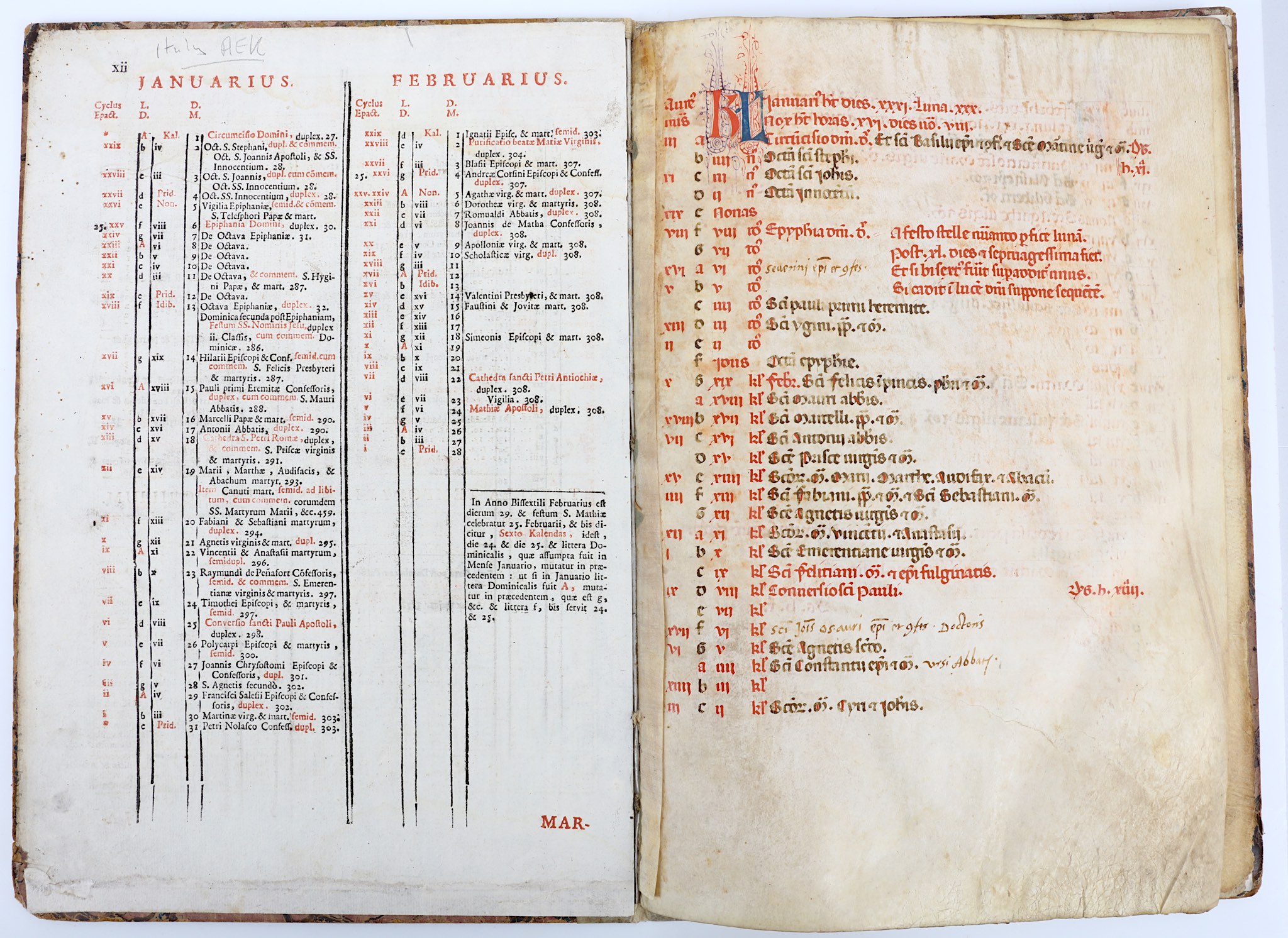 [Ecclesiastical Calendar] Calendar, decorated manuscript on vellum, in ...
