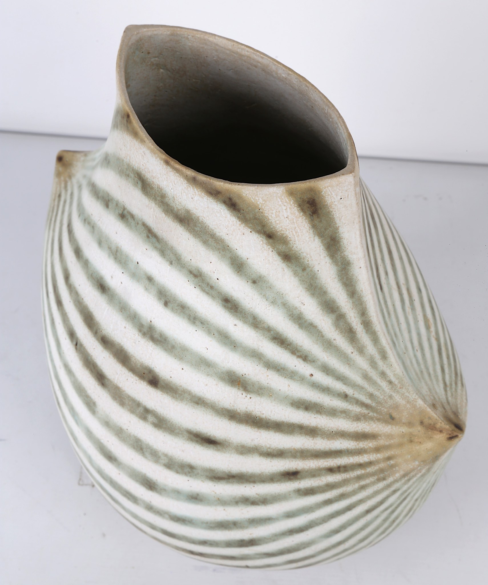 John Ward sculptural studio pottery vase, circa 1993, with green ...