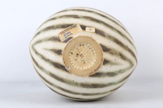 John Ward sculptural studio pottery vase, circa 1993, with green ...