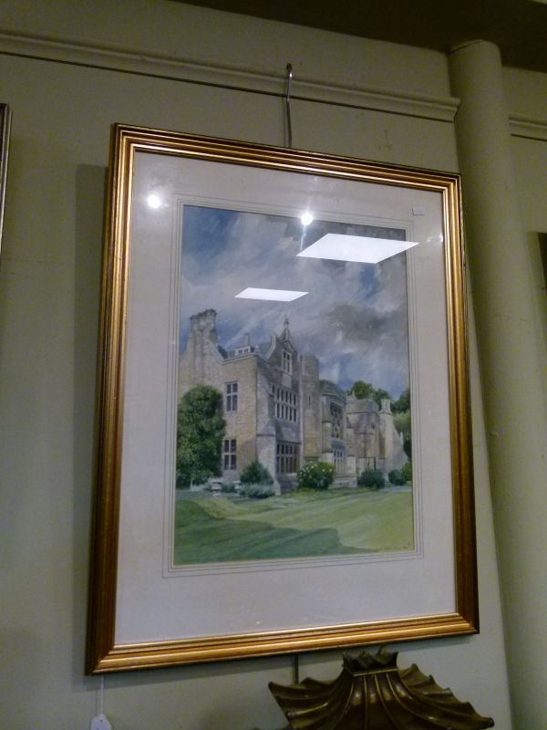 John Stops (1925-2002) - Watercolour - Clevedon Court, signed, titled ...