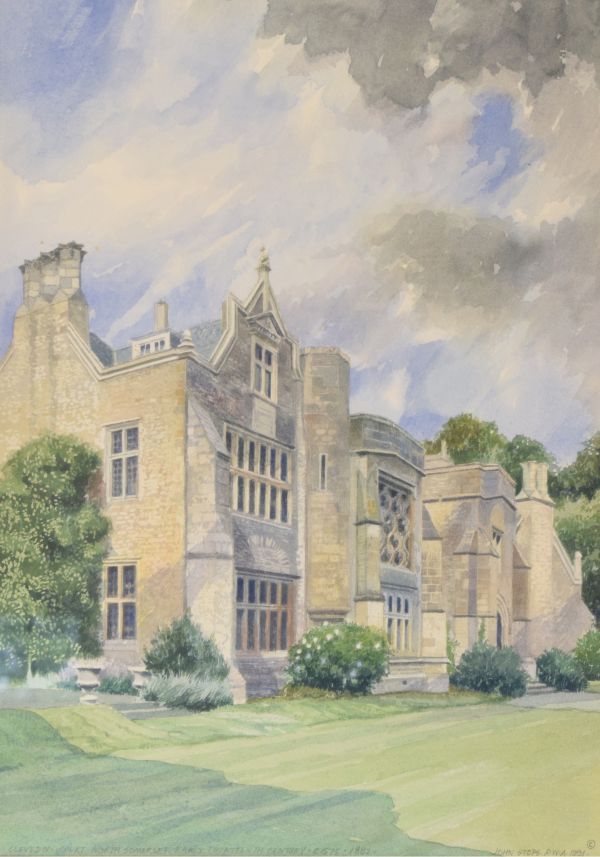 John Stops (1925-2002) - Watercolour - Clevedon Court, signed, titled ...