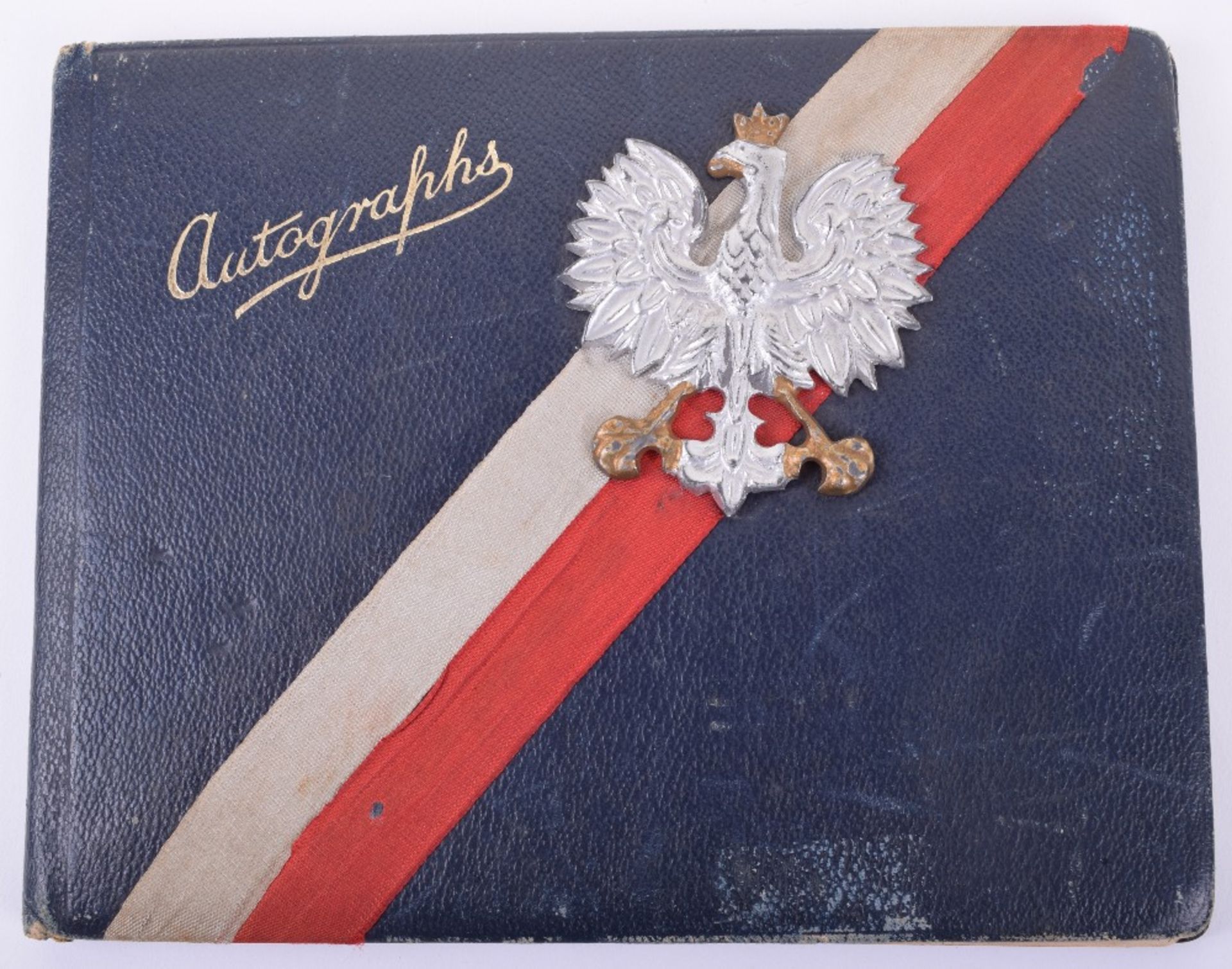 WW2 Polish Pilots Autograph Book, with metal Polish coat of arms crest ...