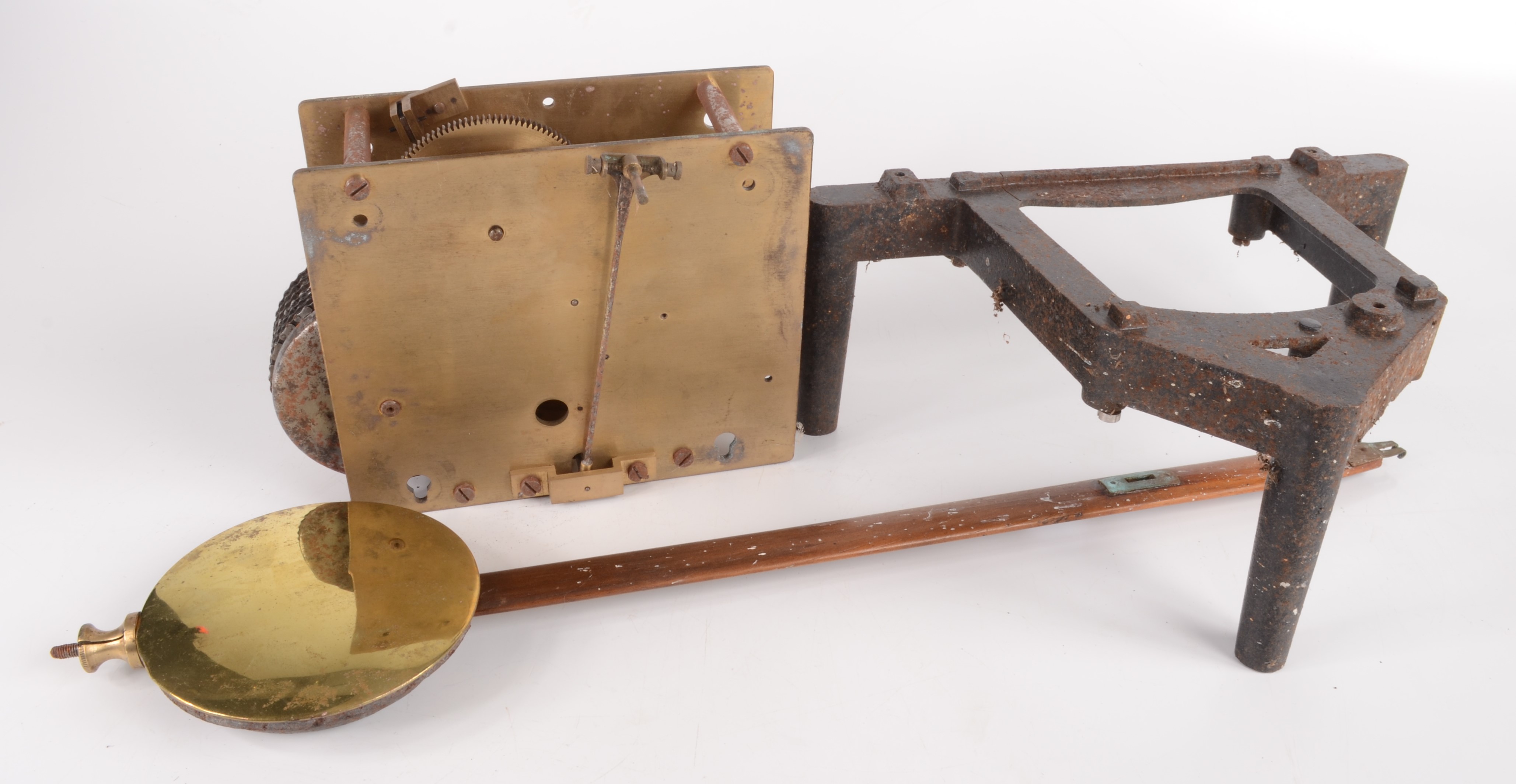 A single fusee Empire clock movement, inscribed No 40523 G.B.T.R. Ltd ...