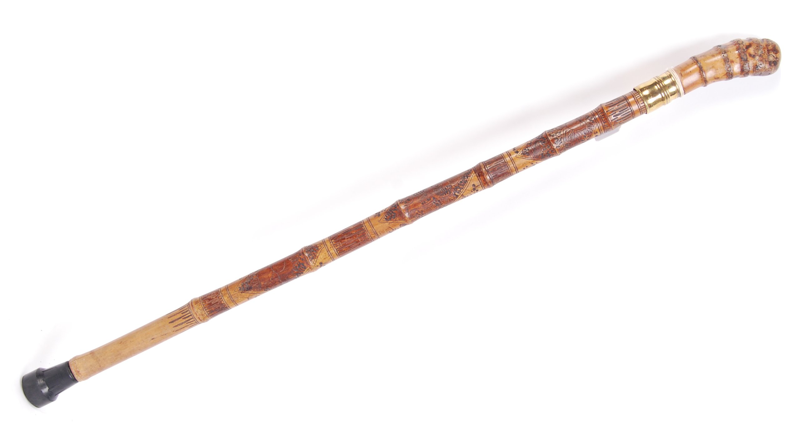 An antique 19th century Chinese bamboo made sword walking stick cane ...