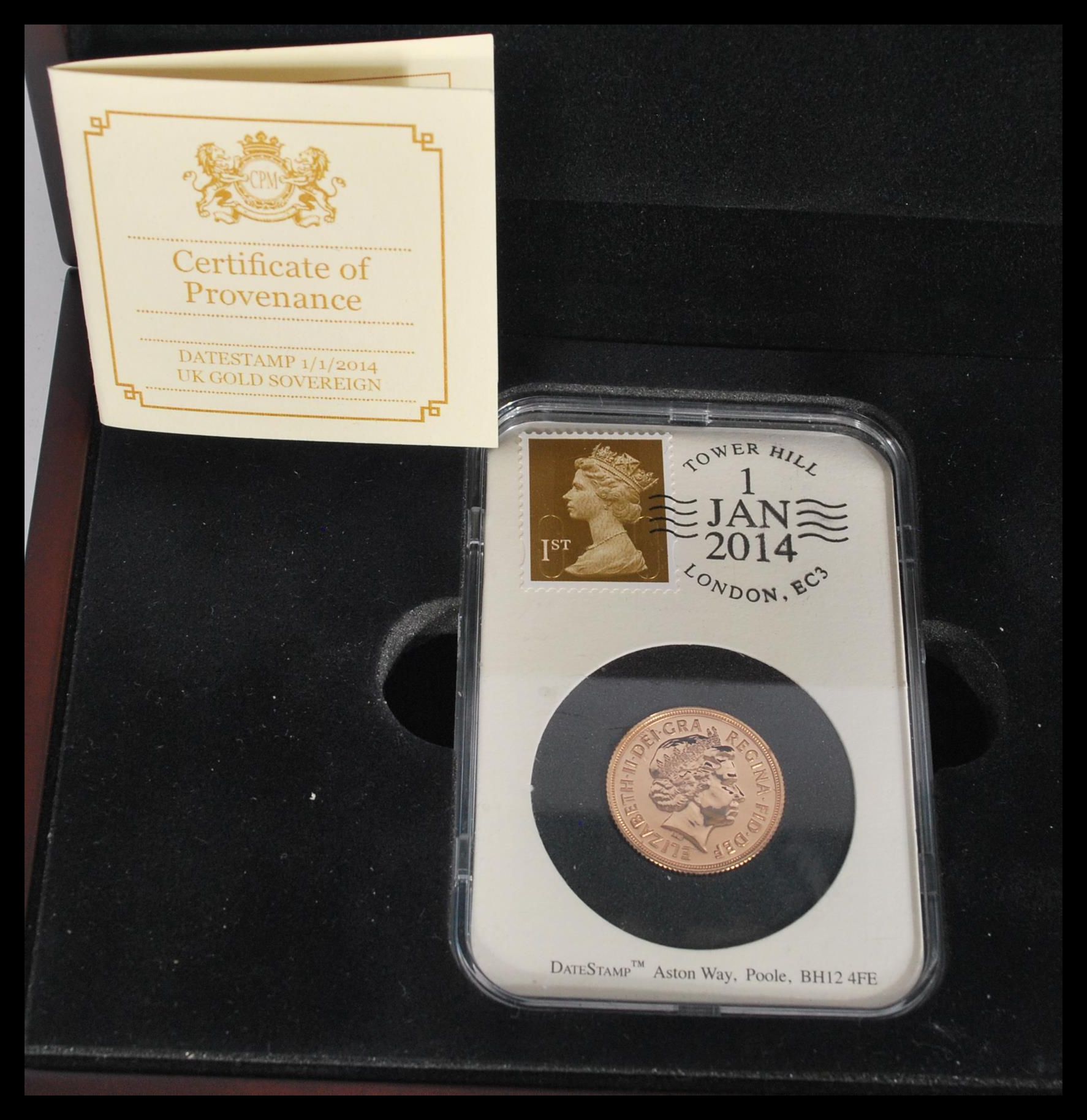 Gold Sovereign - A 2014 Tower Hill gold sovereign coin within capsule ...