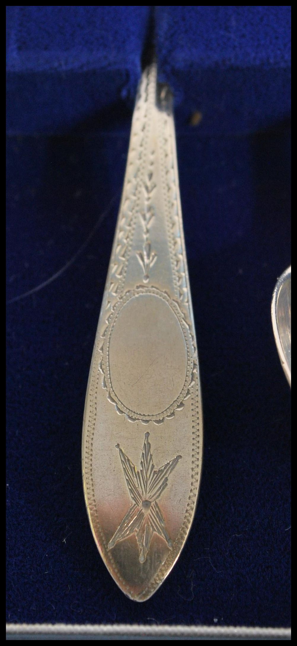 A set of six silver hallmarked large tea spoons having chased ...