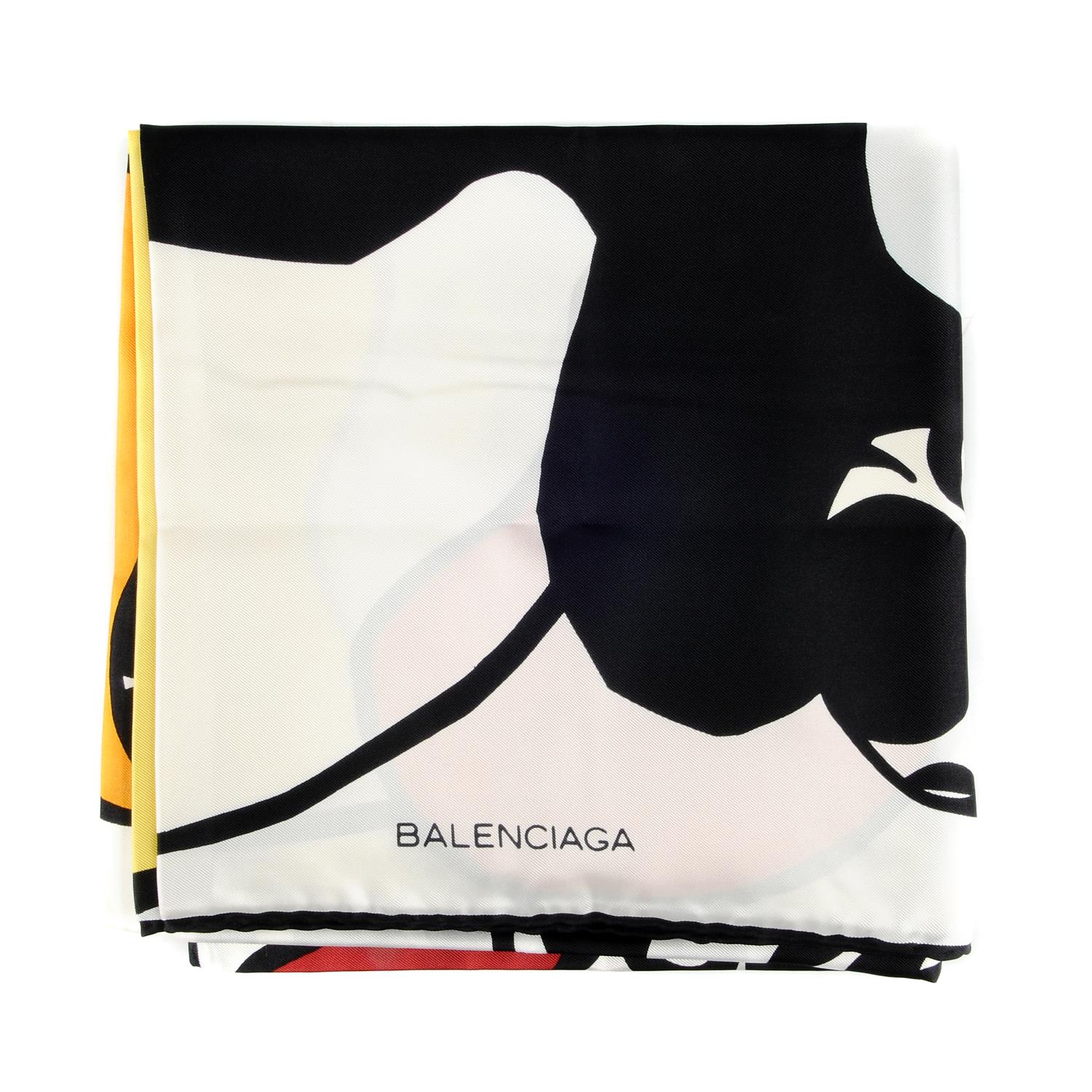 BALENCIAGA - a vintage silk scarf. Featuring a black a white abstract ...