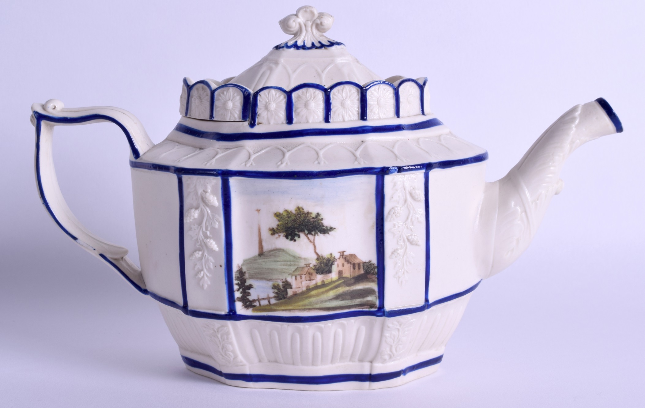 Early 19th c. Castleford type teapot and cover painted with two ...