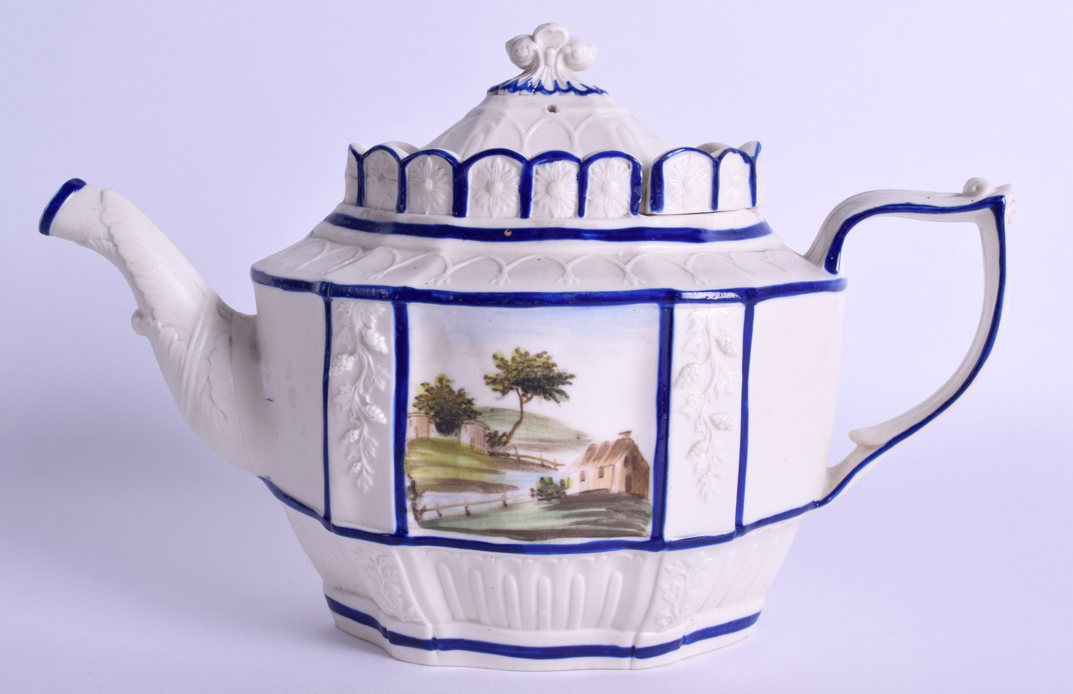 Early 19th c. Castleford type teapot and cover painted with two ...