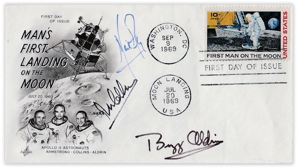 SPACE MEMORABILIA/MOON: Rare Apollo 11 signed first day cover, comes ...