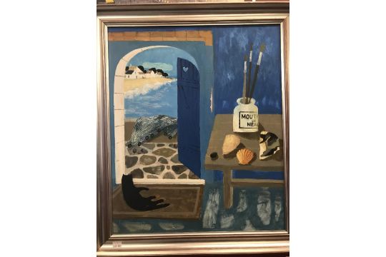 •Mary Fedden 1915- 2012, 1995 oil on board, "Blue is the Colour of ...