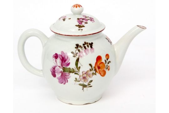 Lowestoft teapot and cover, circa 1780, finely painted by the Tulip ...
