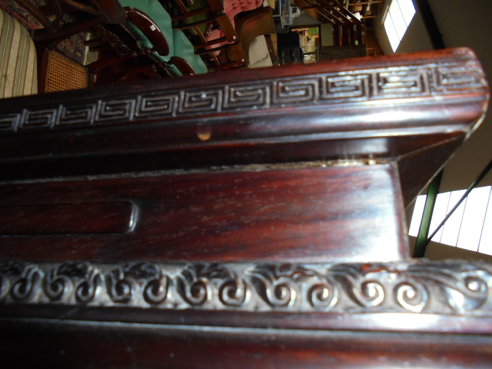 C18th/19th Chinese zitan altar table carved with archaistic scrollwork ...