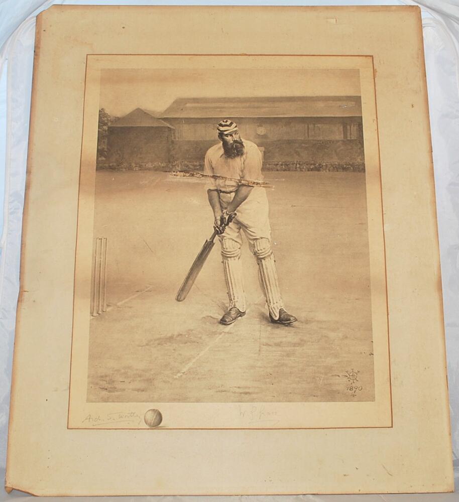 'W.G. Grace at the Wicket'. Original sepia photogravure, after ...