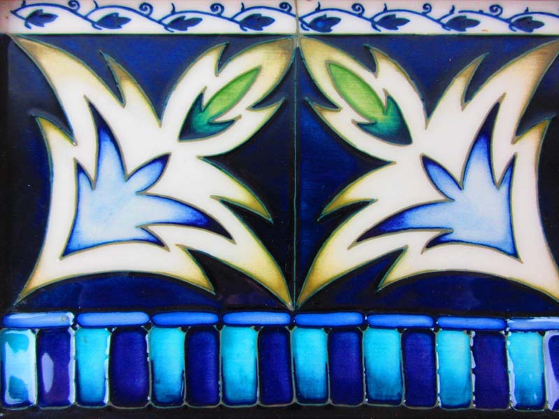 A Moorcroft ceramic Frieze tile with Jerusalem vase design, originally ...